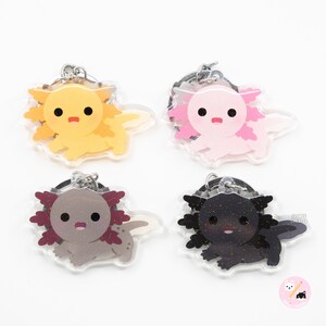 Melanoid Black Axolotl Mexican Salamander Acrylic Lizard Keychain ...