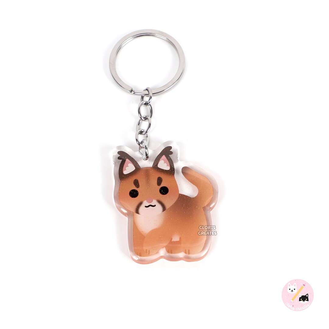 Caracal Cat Acrylic Glitter Keychain | Kawaii Chibi Animal Lover ...