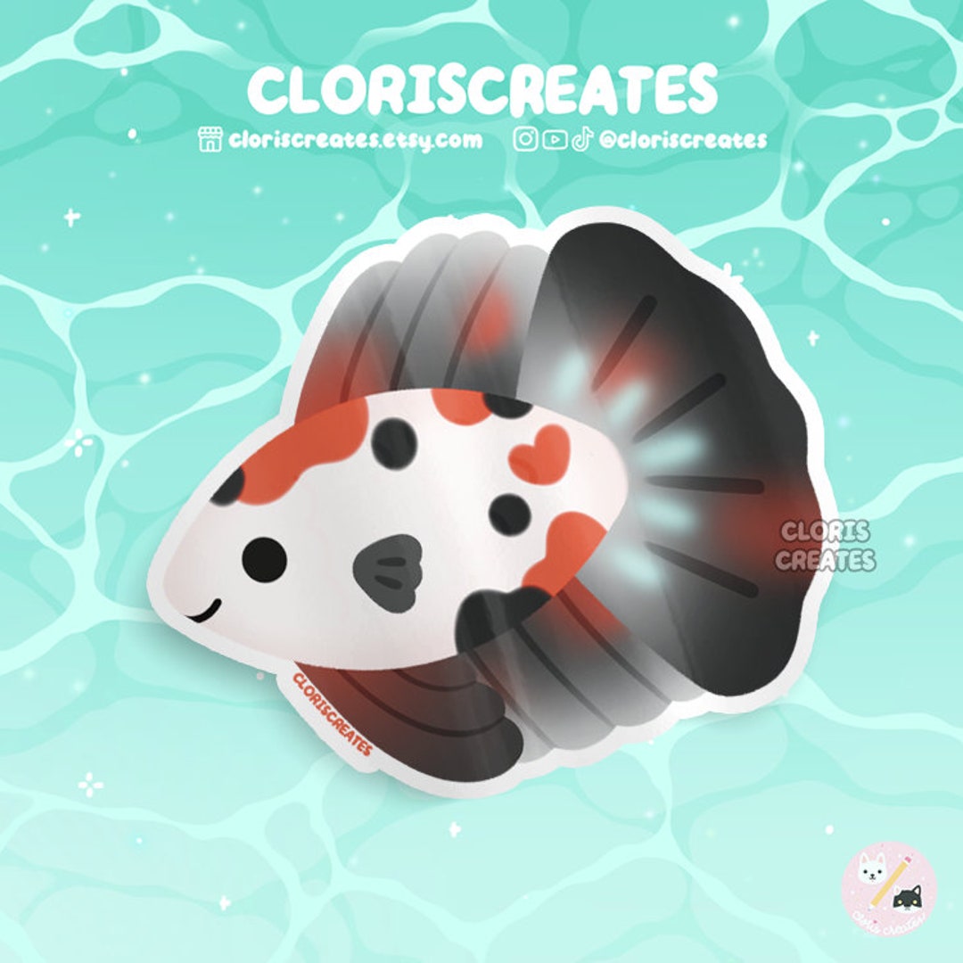 Betta Fish Koi Spotted Halfmoon Waterproof Die Cut Sticker | Kawaii ...
