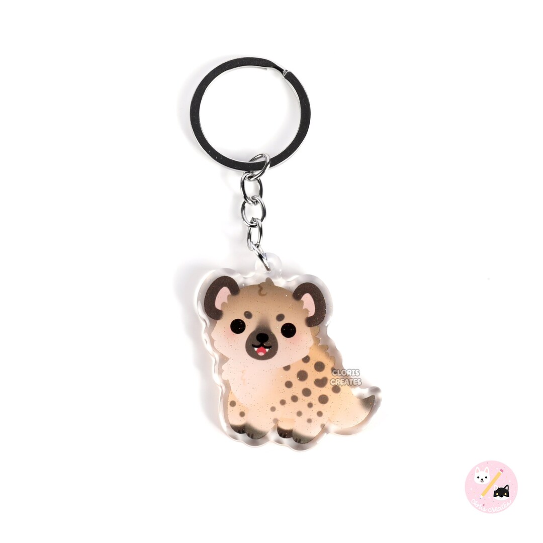 Spotted Hyena Acrylic Glitter Keychain | Kawaii Chibi Animal Lover Wild ...