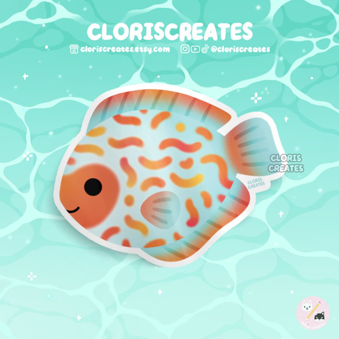 Discus Tropical Fish Waterproof Die Cut Sticker | Kawaii Chibi Aquarium ...