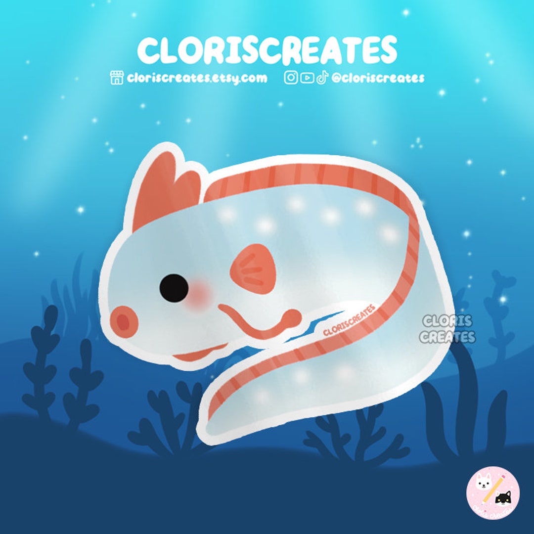 Oarfish Waterproof Vinyl Sticker | Kawaii Chibi Marine Animal Lover Art ...