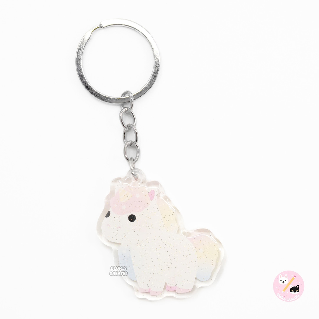 Rainbow Unicorn Keychain | Cartoon Chibi Art Mythological Creature ...