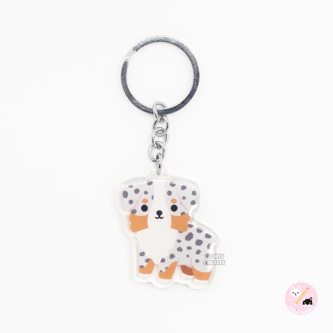 Blue Merle Australian Shepherd Aussie Acrylic Dog Breed Keychain ...
