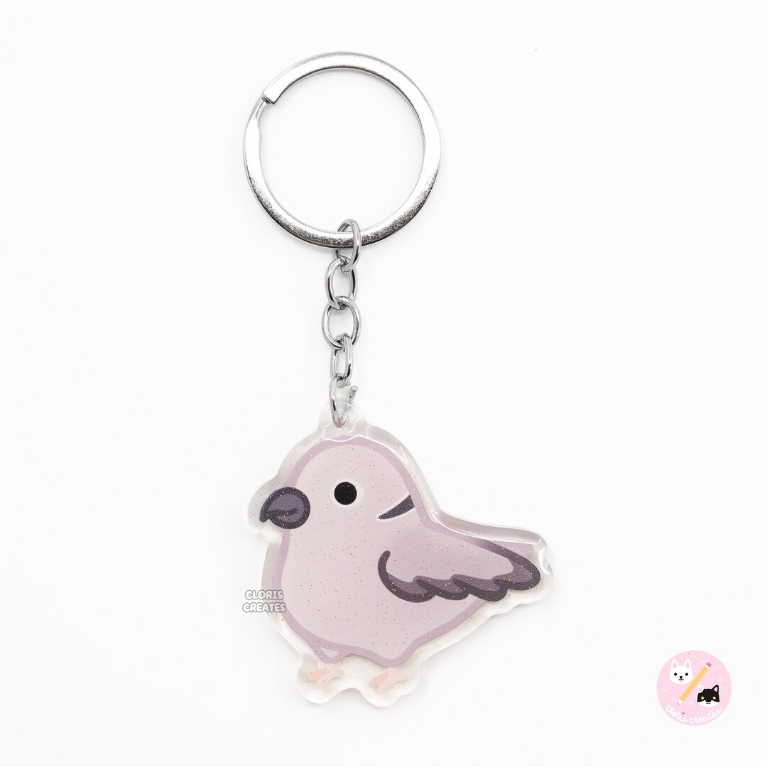 Ringnecked Dove Acrylic Bird Breed Keychain | Cartoon Kawaii Art Double ...