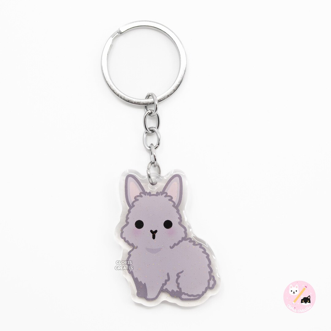 Lilac Lionhead Rabbit Acrylic Pet Breed Keychain | Cartoon Kawaii Art ...