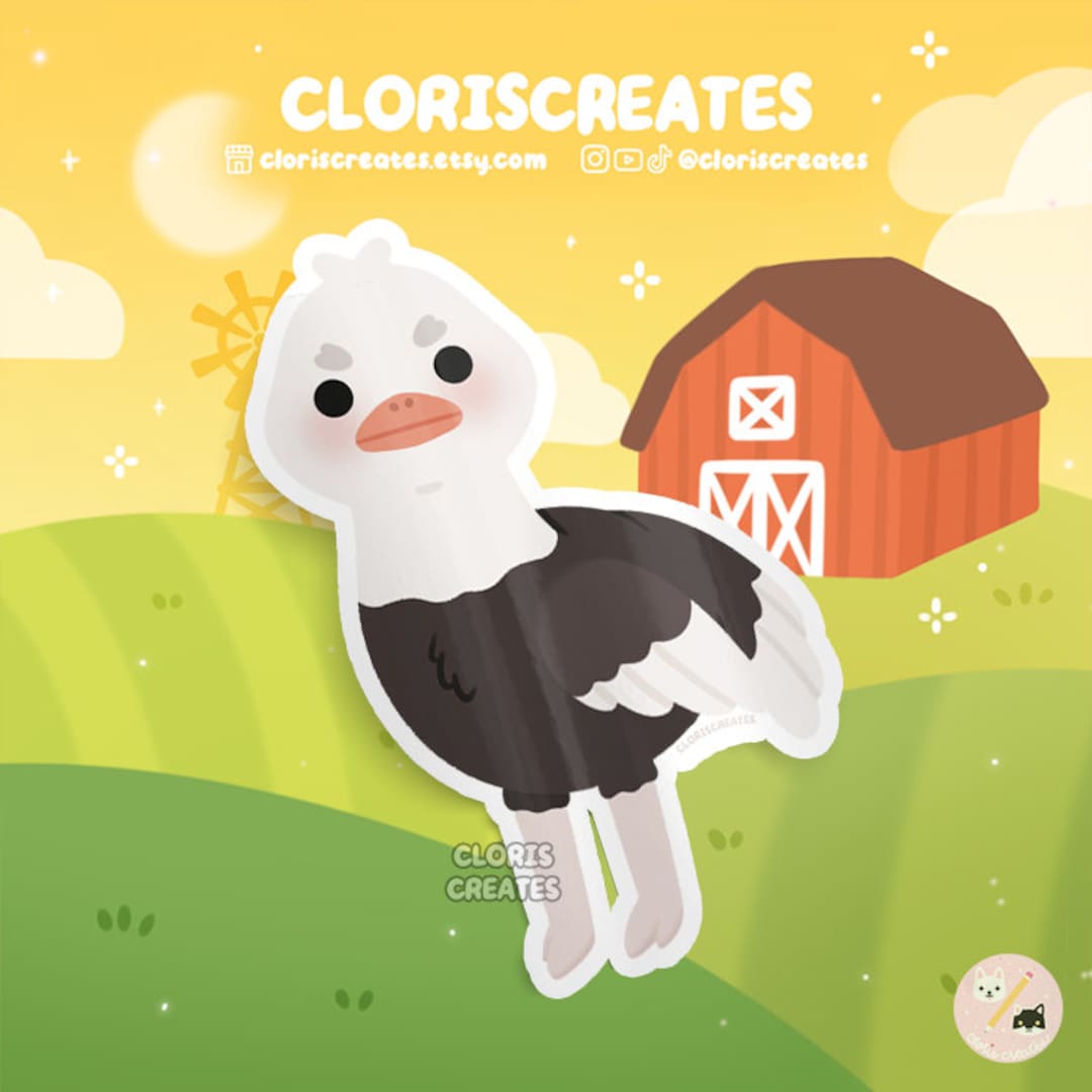 Angry Ostrich Waterproof Vinyl Sticker | Kawaii Chibi Petting Zoo ...