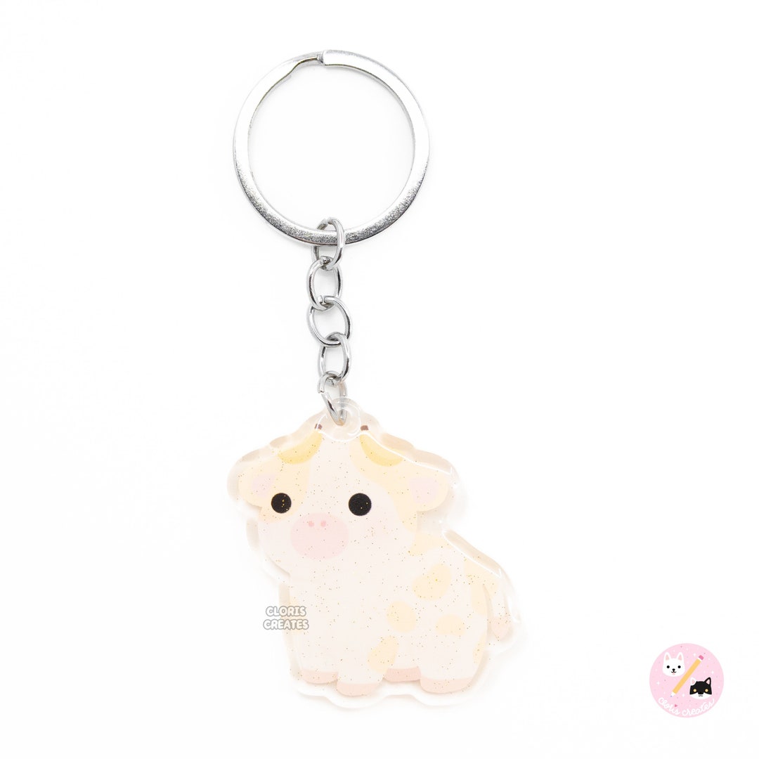 Banana Cow Fruity Farm Animal Keychain | Cartoon Chibi Art Style ...