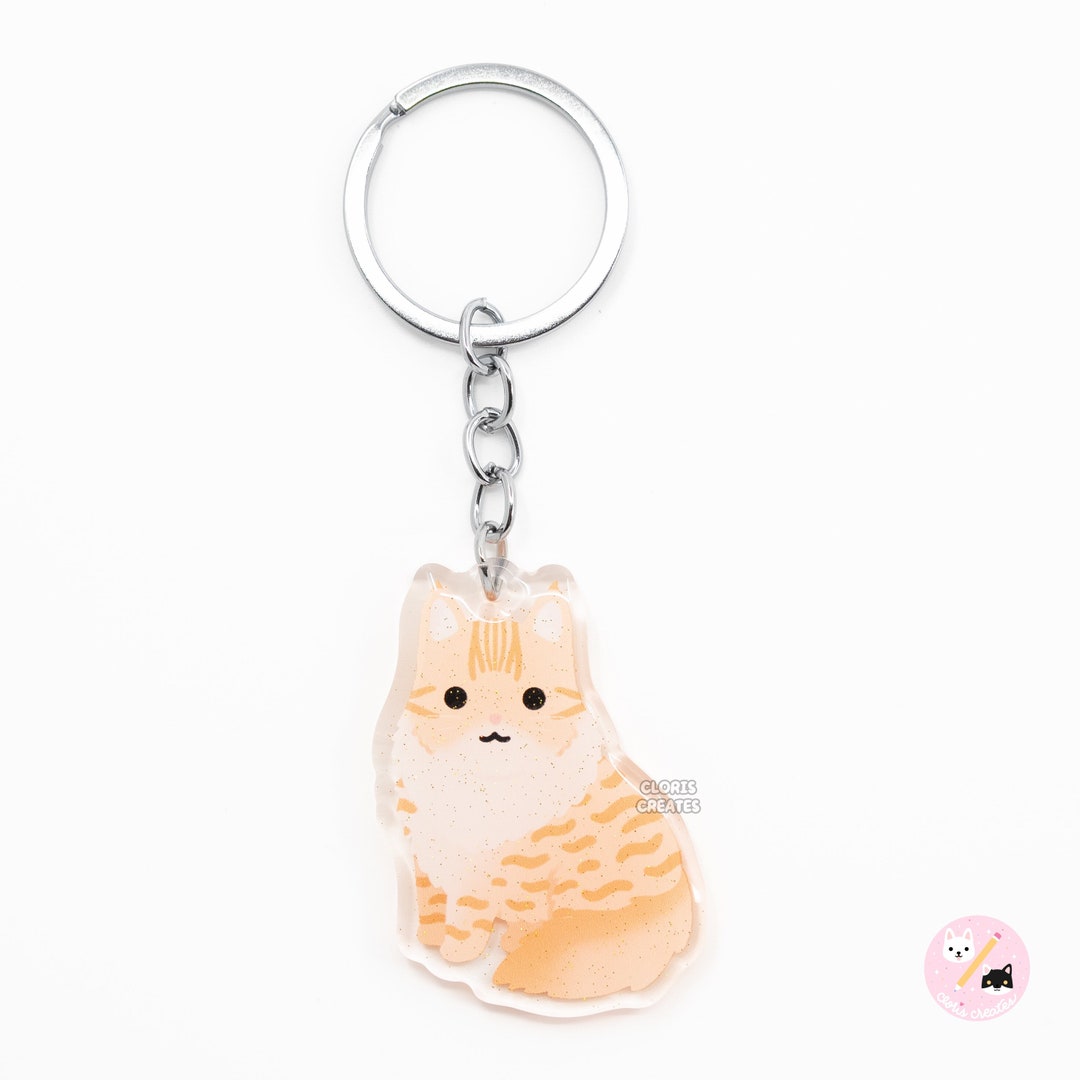 Orange Tabby Maine Coon Cat Acrylic Pet Breed Keychain | Cartoon Chibi ...
