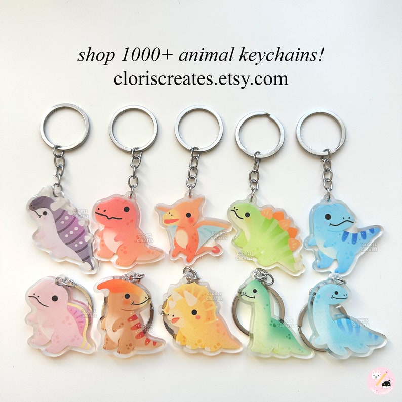 Ankylosaurus Purple Dinosaur Acrylic Glitter Keychain | Kawaii Chibi ...