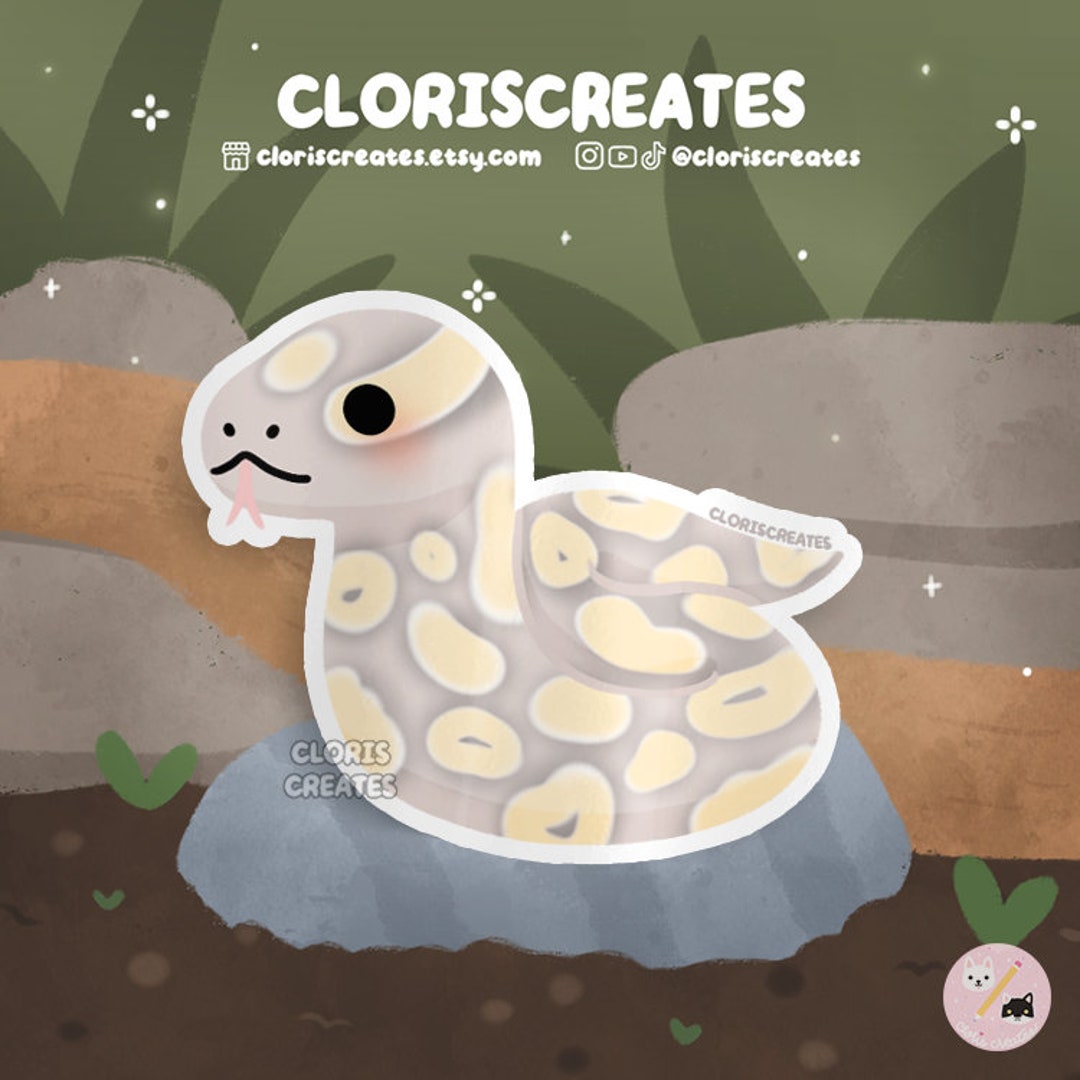 Ghost Ball Python Snake Waterproof Vinyl Sticker | Kawaii Chibi Animal ...