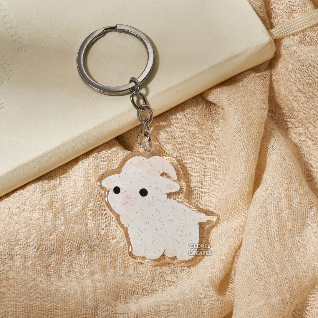 White Saanen Billy Goat Farm Animal Keychain Cartoon Chibi - Etsy