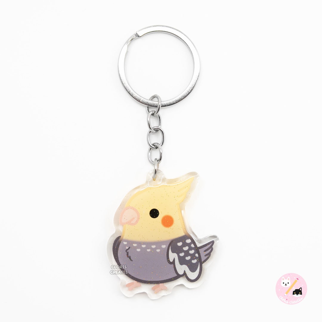 Pearl Cockatiel Acrylic Bird Parrot Keychain | Cartoon Kawaii Art ...