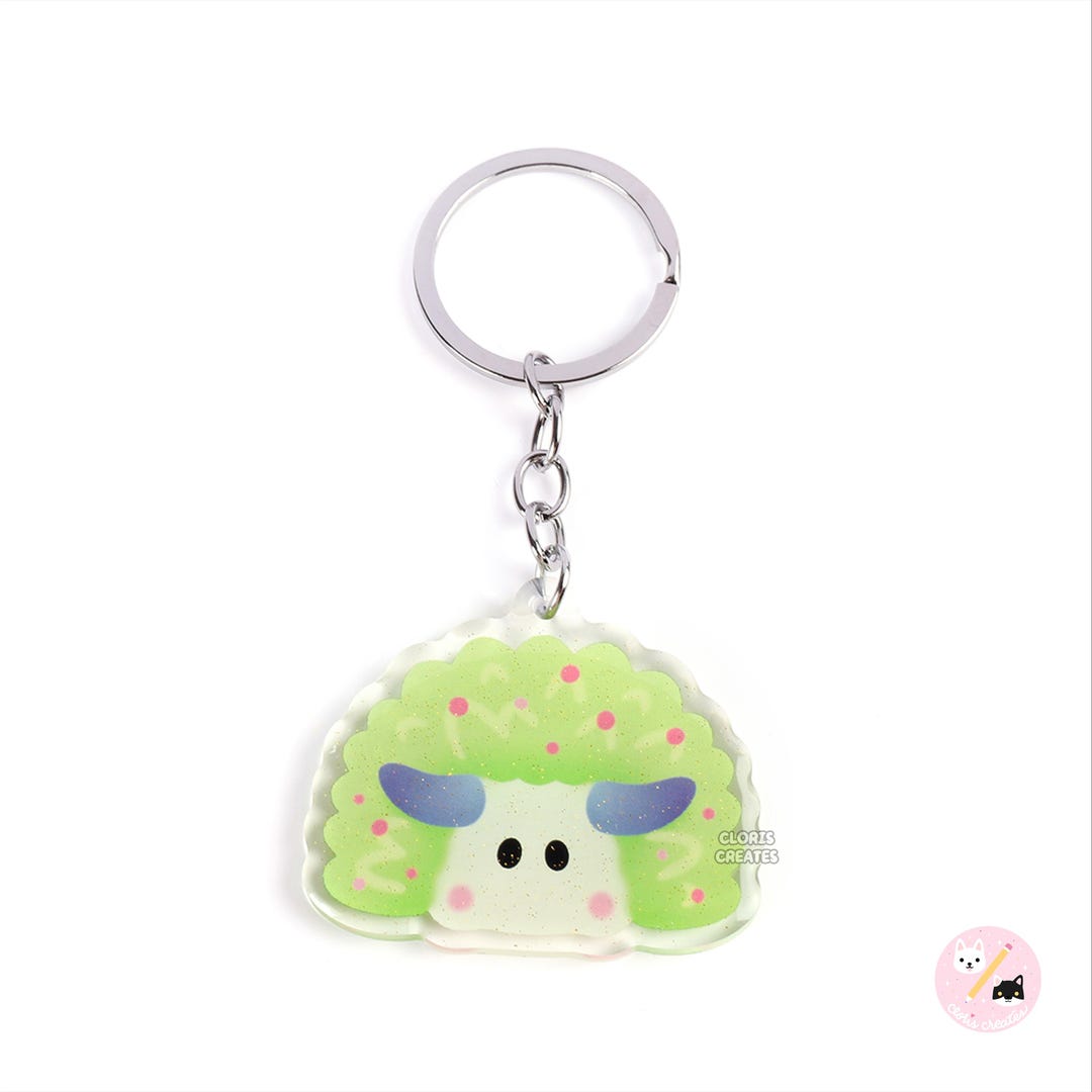 Leaf Sheep Sea Slug Acrylic Glitter Keychain | Kawaii Chibi Marine ...