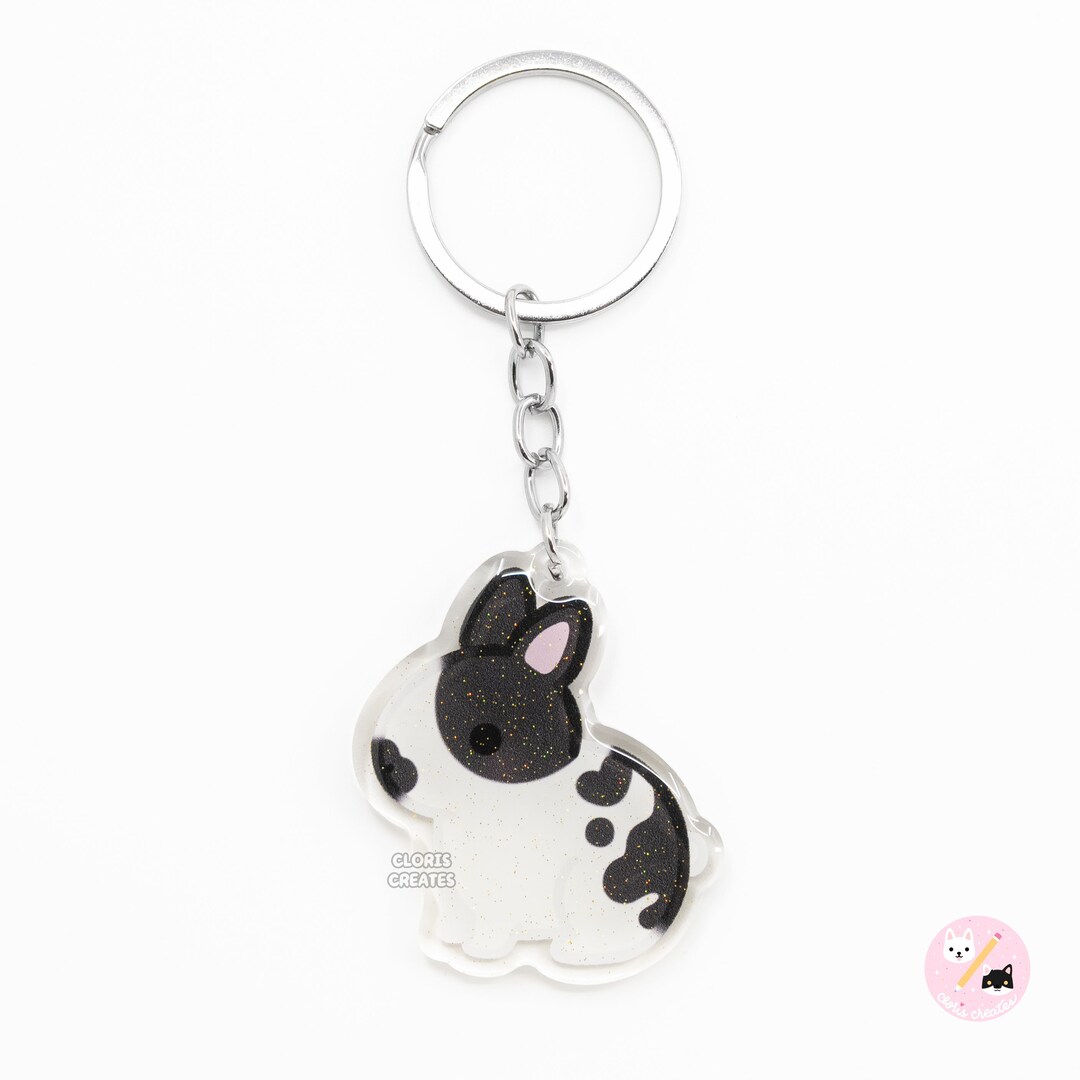 Broken Black Netherland Dwarf Rabbit Acrylic Pet Breed Keychain ...