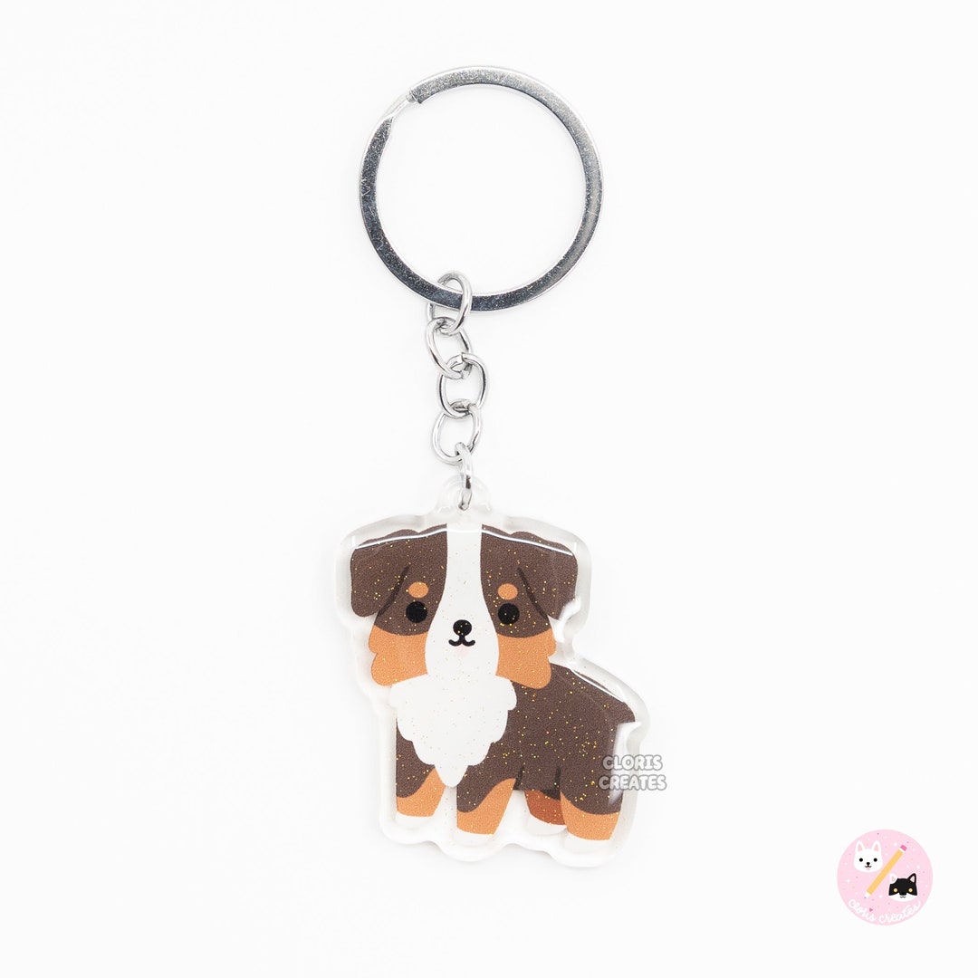 Red Tri Australian Shepherd Aussie Acrylic Dog Breed Keychain | Cartoon ...