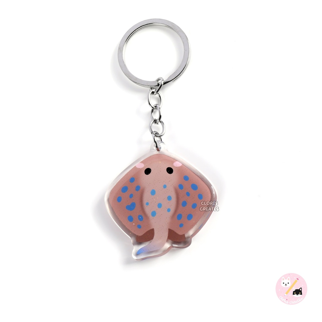 Stingray Acrylic Glitter Keychain | Kawaii Chibi Marine Animal Lover ...