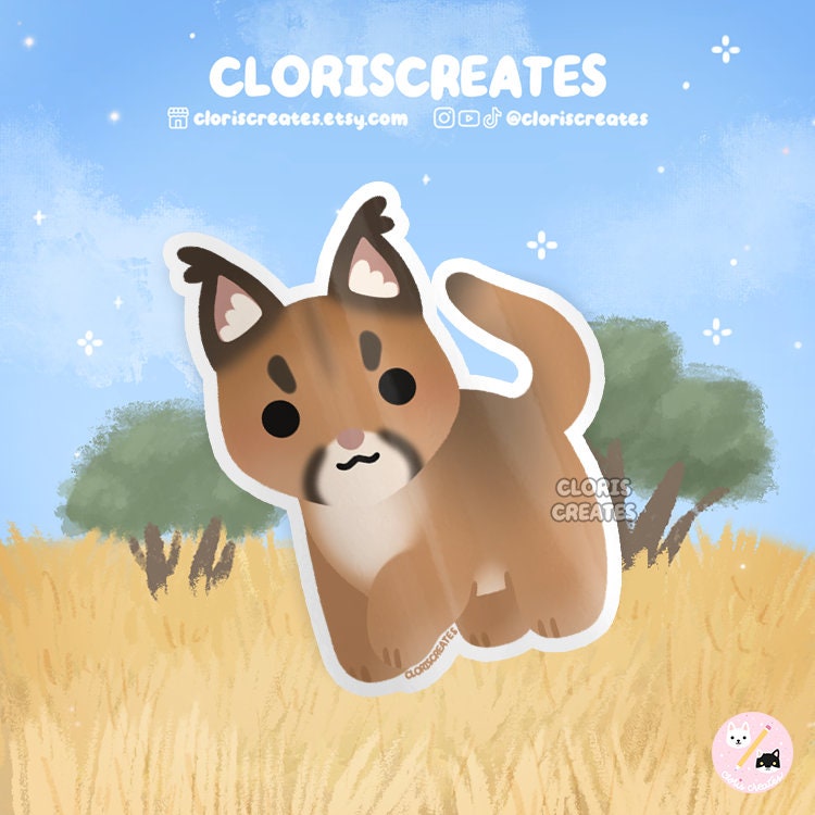 Caracal Waterproof Vinyl Sticker | Kawaii Chibi Big Wildcat Animal ...