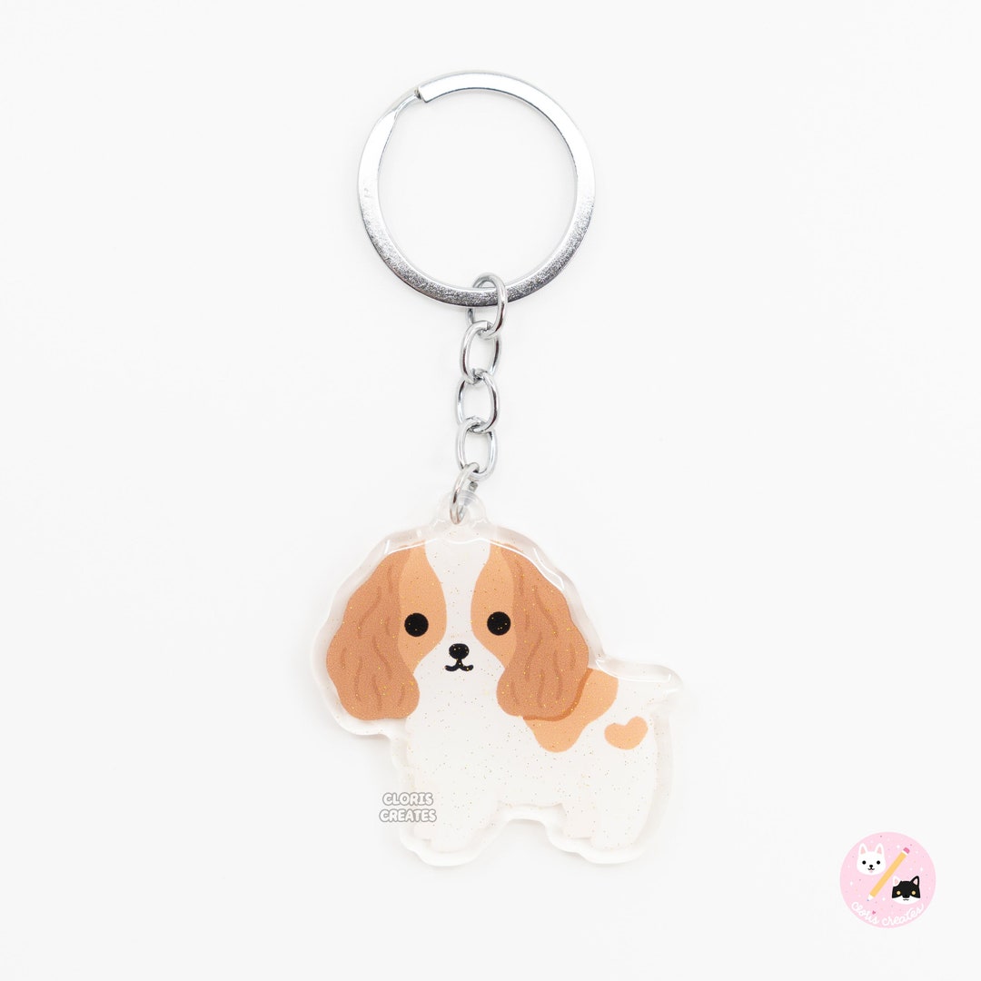 Red & White Cocker Spaniel Acrylic Dog Keychain | Cartoon Kawaii Art ...