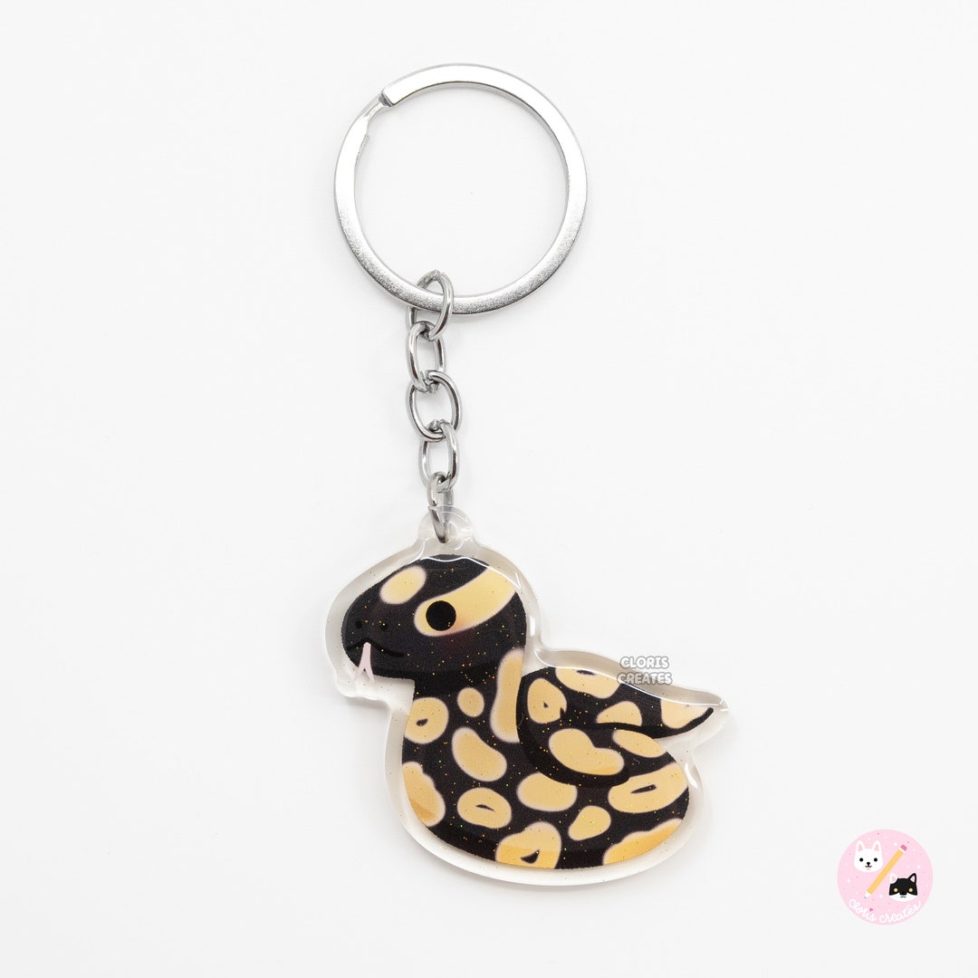 Black Pastel Ball Python Acrylic Snake Keychain | Cartoon Kawaii Art ...