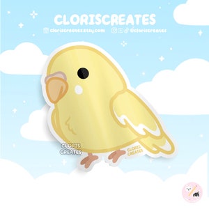 Yellow Budgerigar Budgie Parakeet Waterproof Vinyl Sticker | Kawaii ...