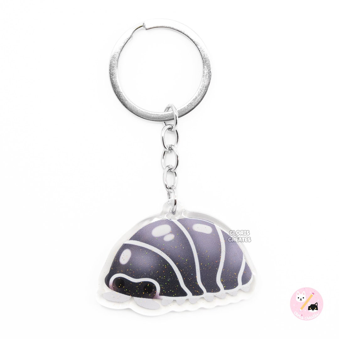 Zebra Isopod Black Roly Poly Insect Bug Keychain | Cartoon Pet Art ...