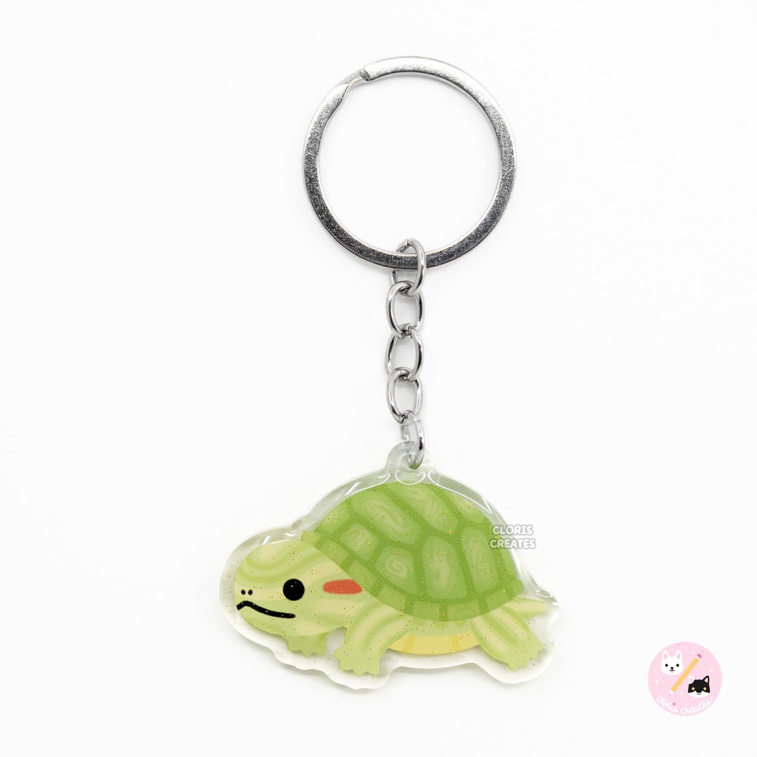 Red Eared Slider Turtle Acrylic Keychain | Cartoon Kawaii Art Exotic ...