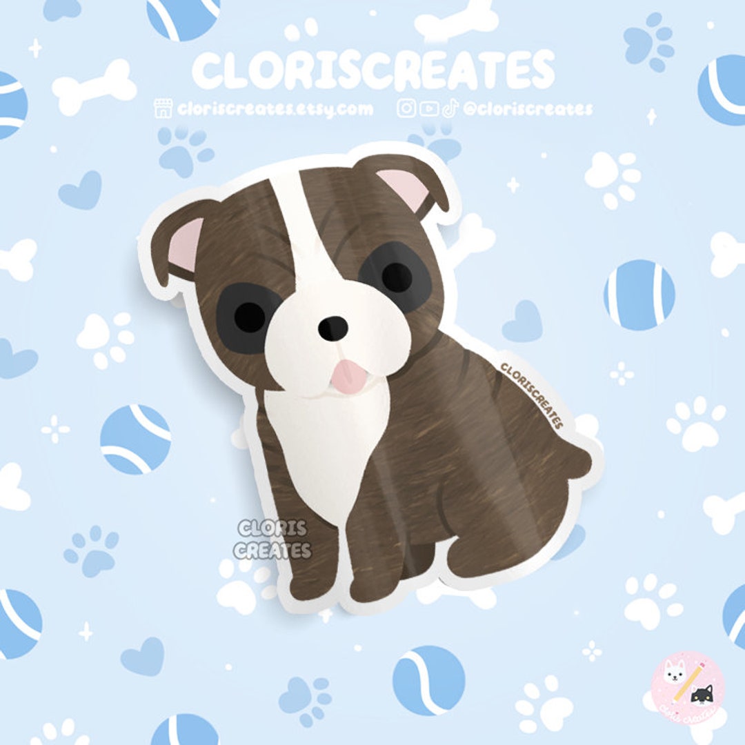 Brindle English Bulldog Dog Breed Waterproof Vinyl Sticker | Kawaii ...