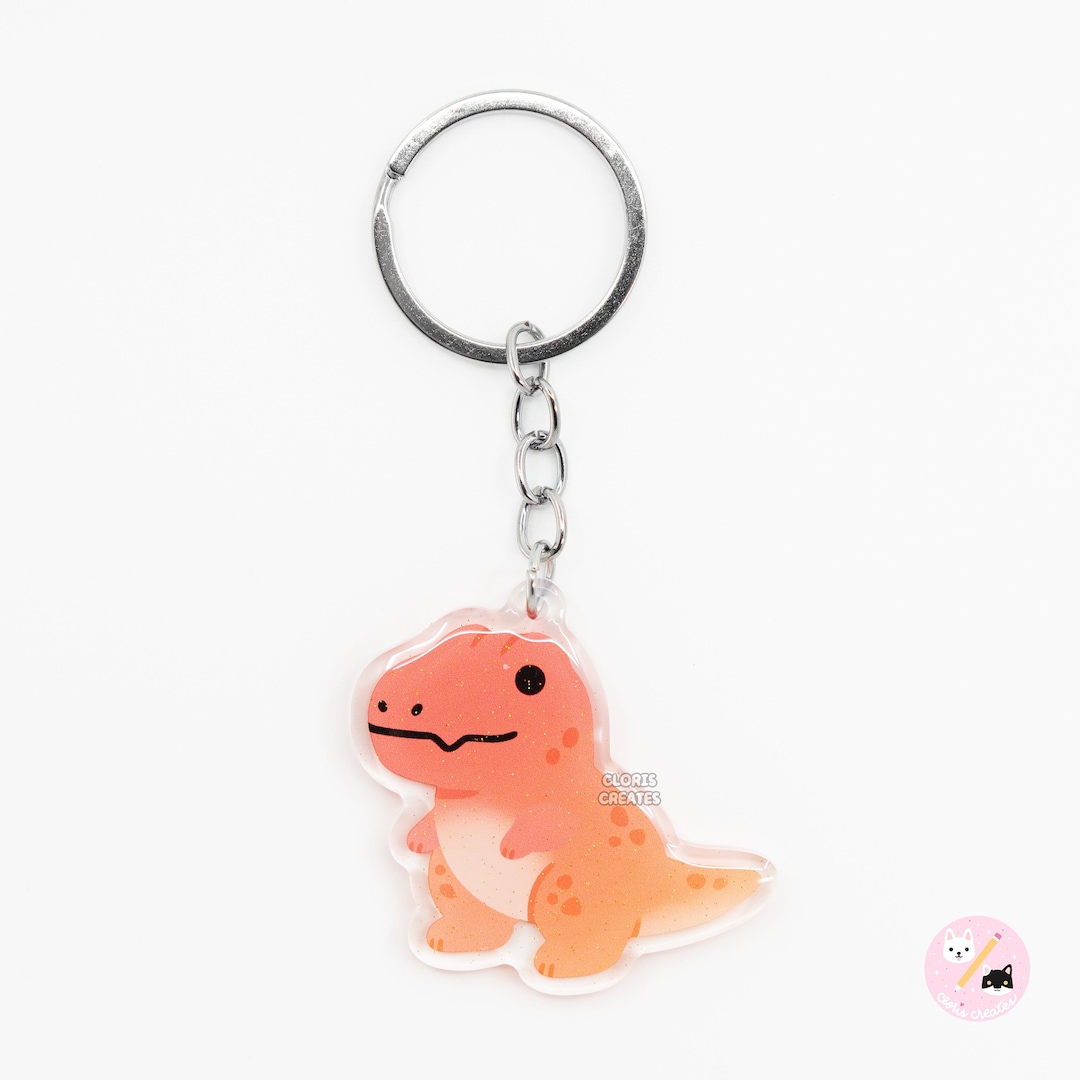 T-rex Tyrannosaurus Rex Dinosaur Acrylic Glitter Keychain | Kawaii ...