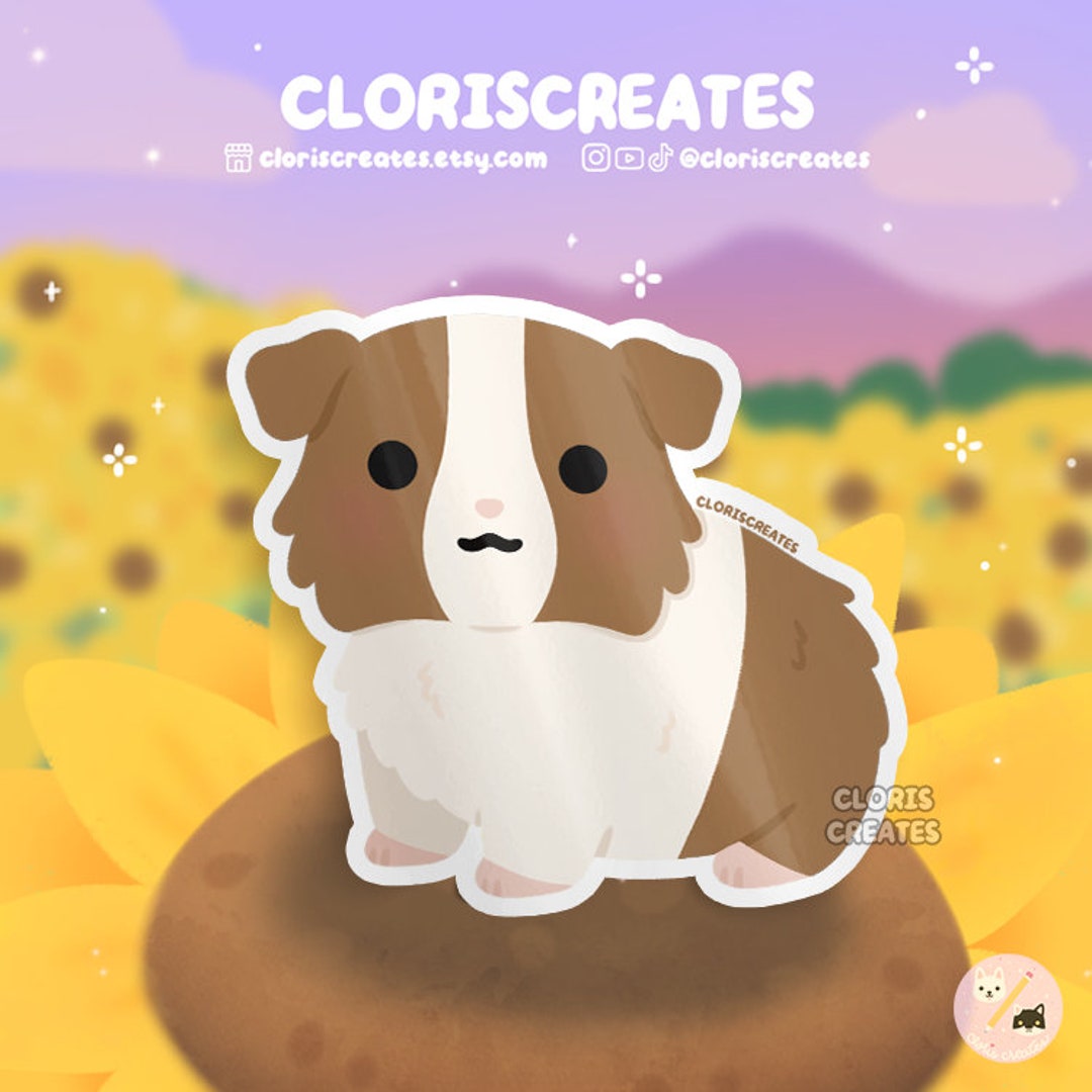 Red White Abyssinian Guinea Pig Waterproof Vinyl Sticker | Kawaii Chibi ...