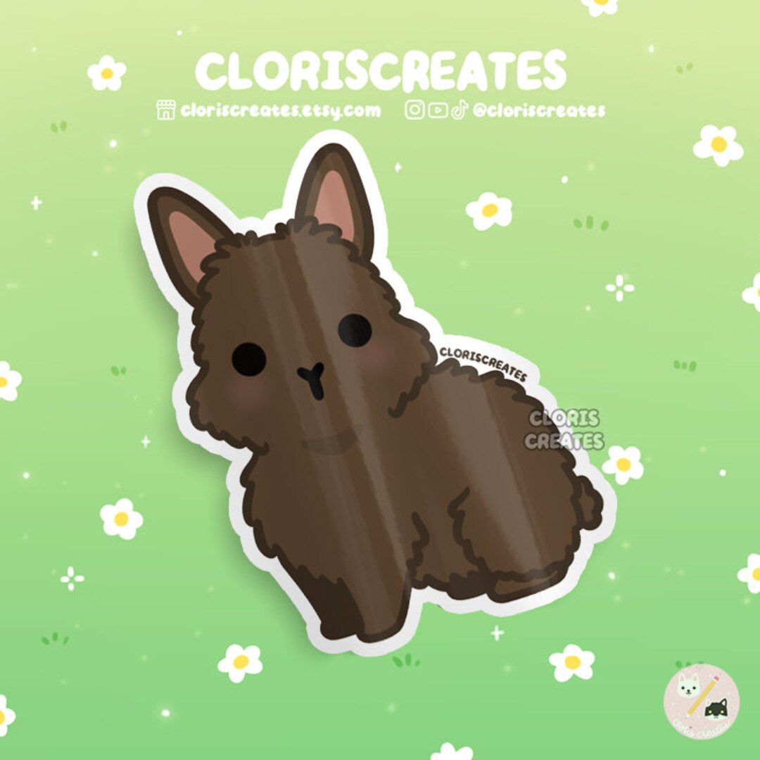 Chocolate Lionhead Rabbit Waterproof Vinyl Sticker | Kawaii Chibi ...