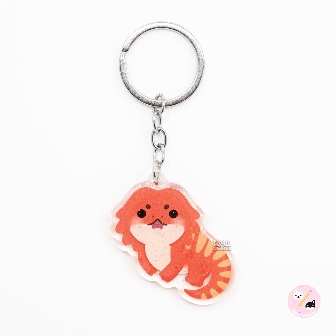 Red Bearded Dragon Beardie Acrylic Lizard Keychain | Cartoon Kawaii ...