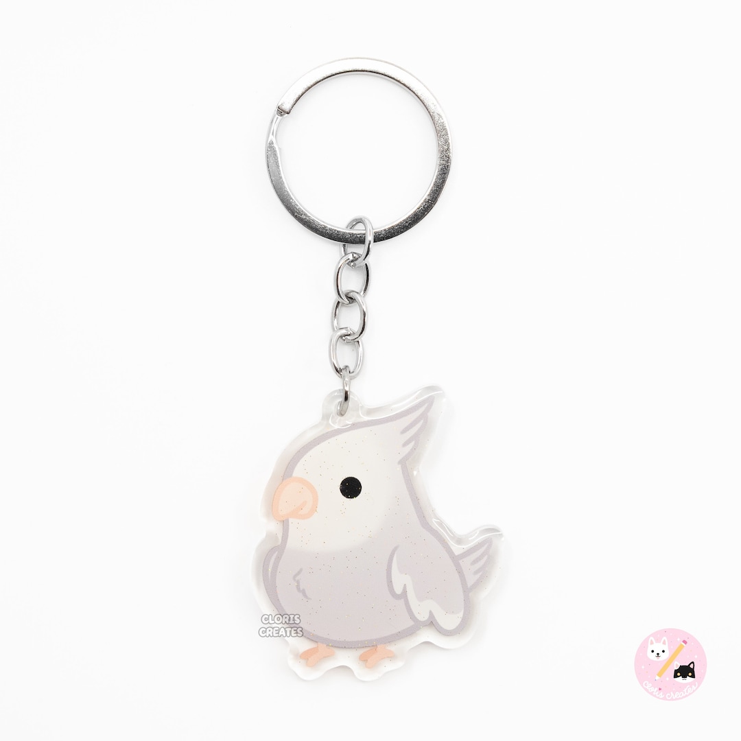 Whiteface Silver Cockatiel Acrylic Bird Breed Parrot Keychain | Cartoon ...