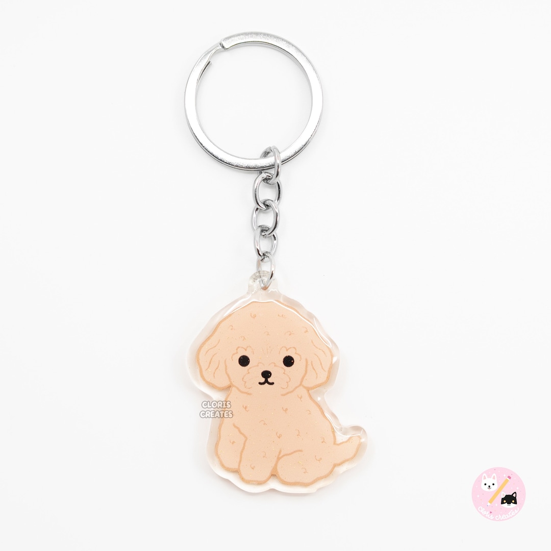 Apricot Toy Poodle Dog Breed Acrylic Keychain | Cartoon Kawaii Art ...