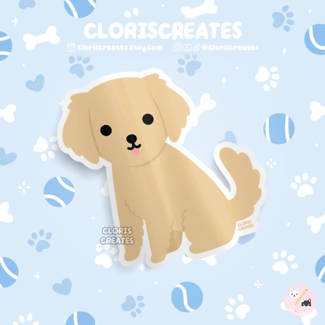 Golden Retriever Dog Breed Waterproof Vinyl Sticker | Kawaii Chibi ...