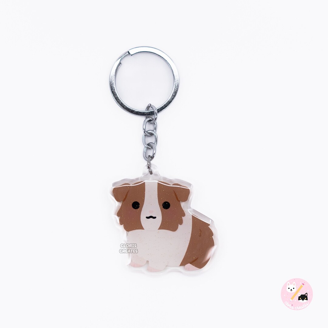 Red & White Abyssinian Guinea Pig Acrylic Pet Breed Keychain | Cartoon ...