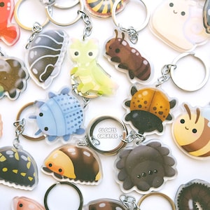 Freshwater Aquarium Shrimp Keychain | Cartoon Exotic Crustacean Pet Art ...