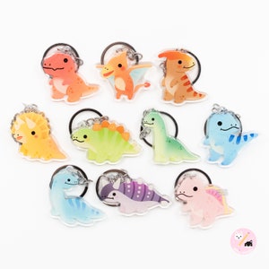 Ankylosaurus Purple Dinosaur Acrylic Glitter Keychain | Kawaii Chibi ...