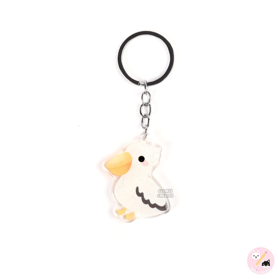 Pelican Acrylic Glitter Keychain | Kawaii Chibi Wild Seabird Gull ...