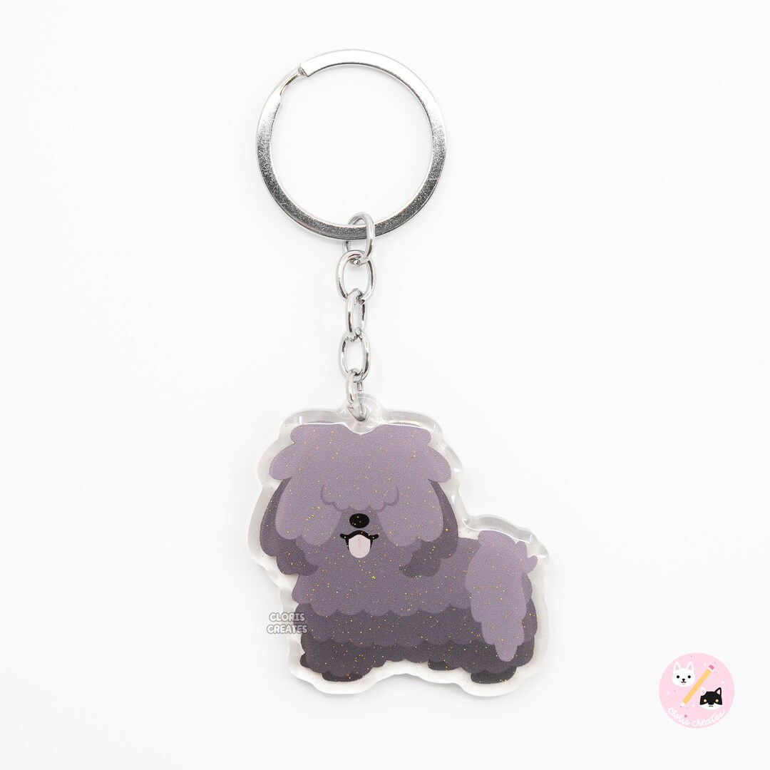 Gray Puli Komondor Bergamasco Sheepdog Dog Acrylic Keychain | Cartoon ...