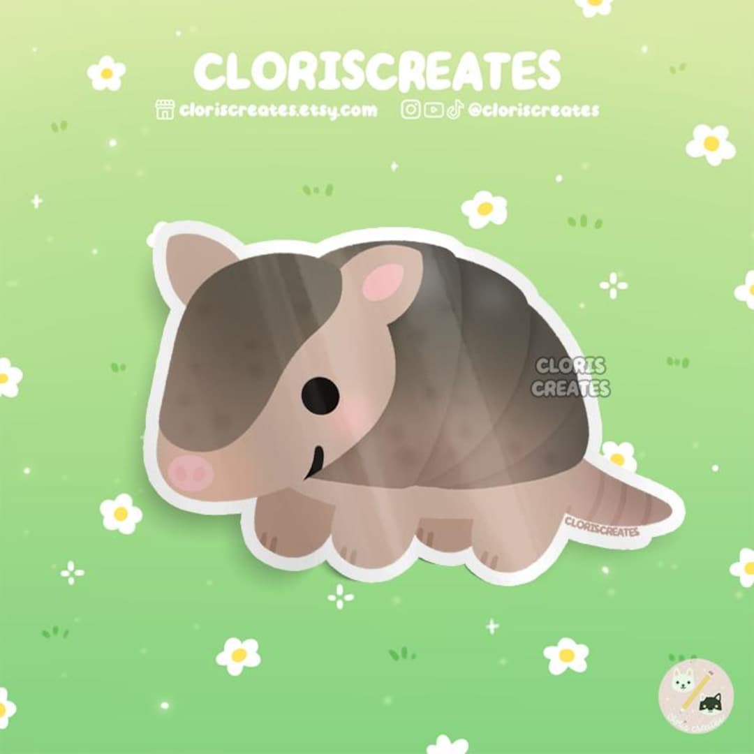 Armadillo Waterproof Vinyl Sticker | Kawaii Chibi Wild Animal Lover Art ...