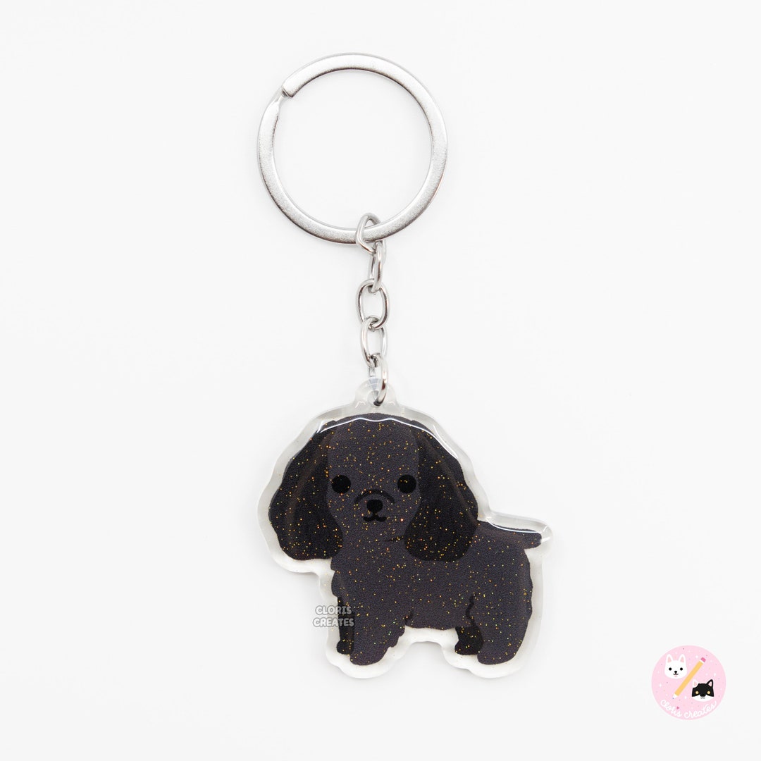Black Cocker Spaniel Acrylic Dog Breed Keychain | Cartoon Kawaii Art ...