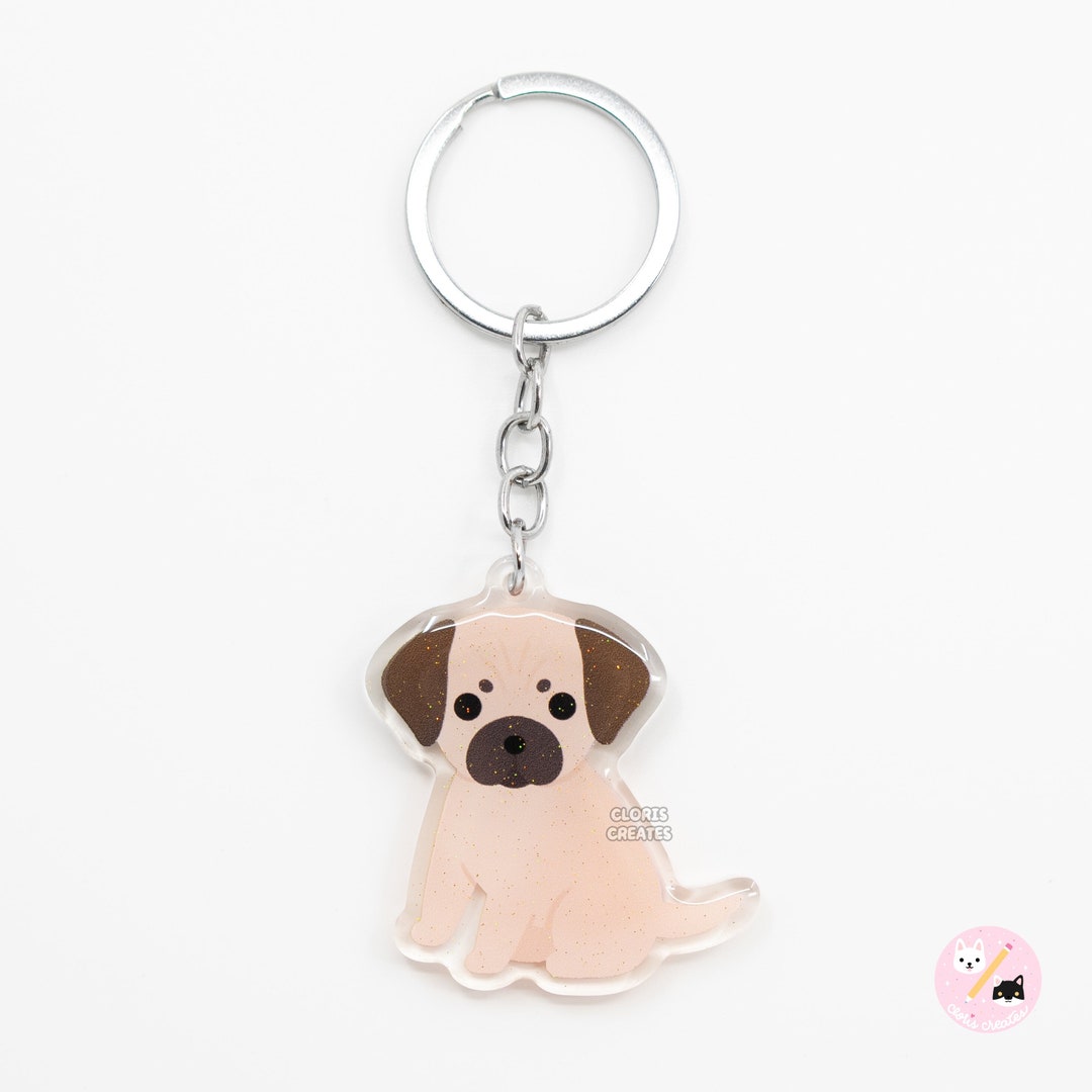 Puggle Pug Beagle Acrylic Mixed Dog Breed Keychain | Cartoon Kawaii Art ...