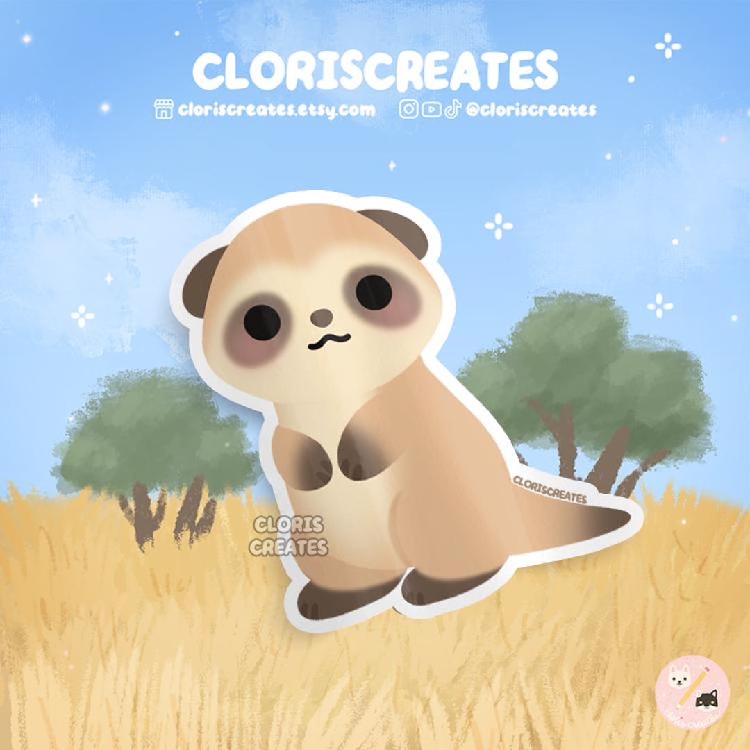 Meerkat Waterproof Vinyl Sticker | Kawaii Chibi Wild Animal Mongoose ...