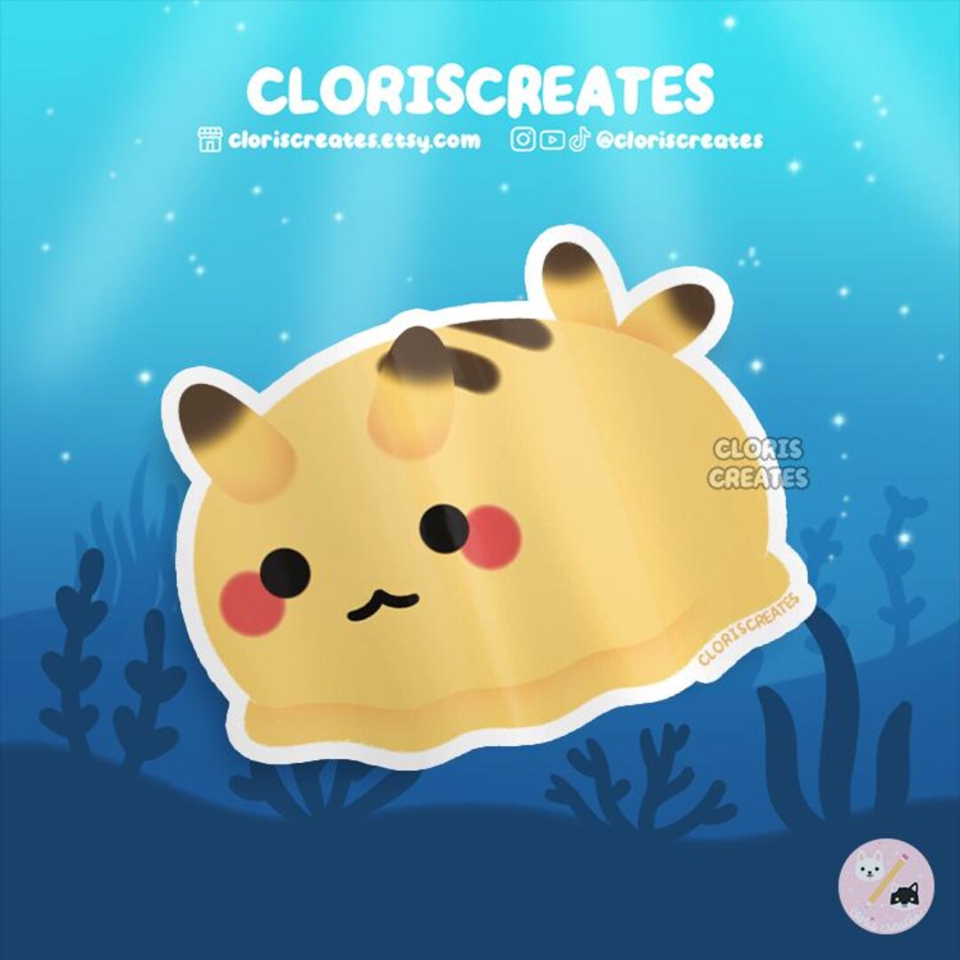 Pika Nudibranch Sea Slug Waterproof Vinyl Sticker | Kawaii Chibi Marine ...
