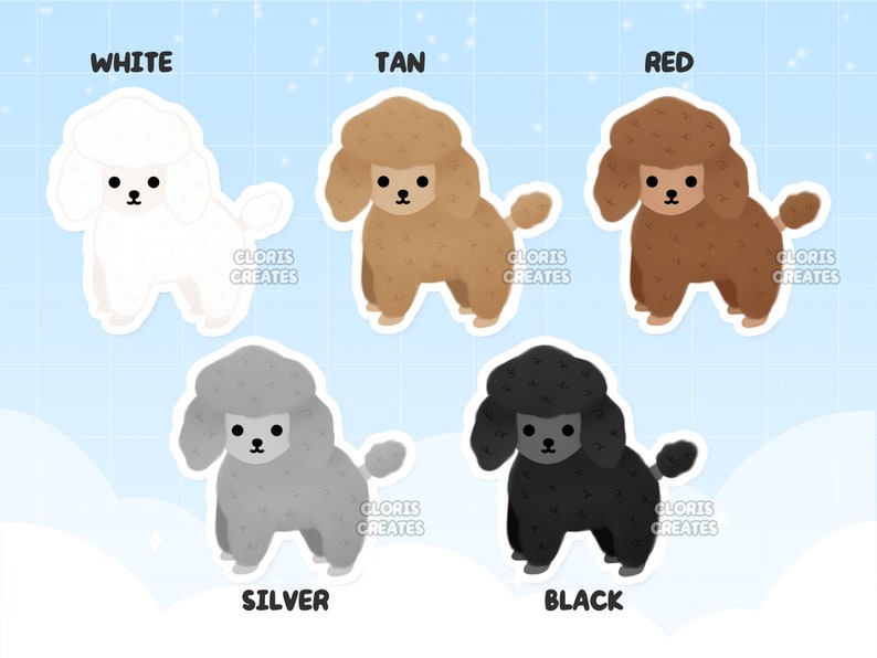 Standard Poodle Die Cut Sticker Kawaii Chibi Waterproof | Etsy
