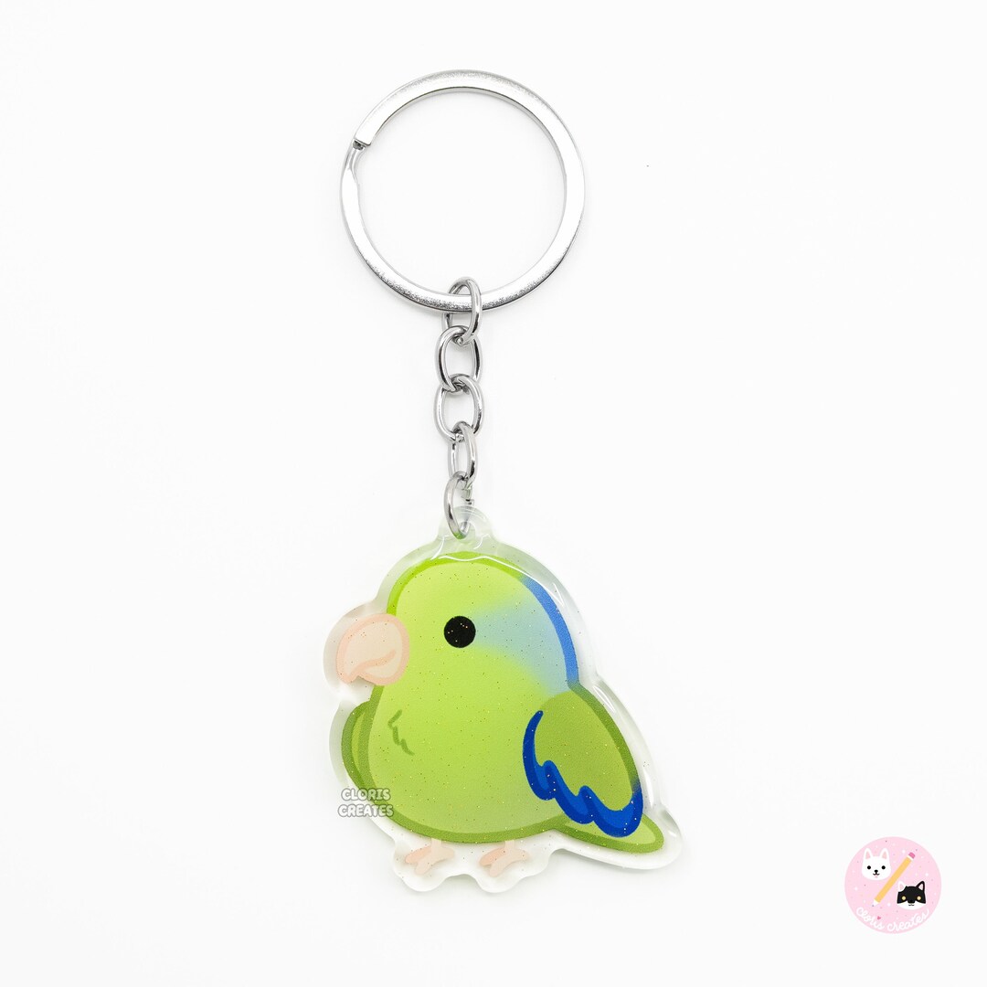 Green Parrotlet Acrylic Bird Breed Keychain | Cartoon Kawaii Art Double ...