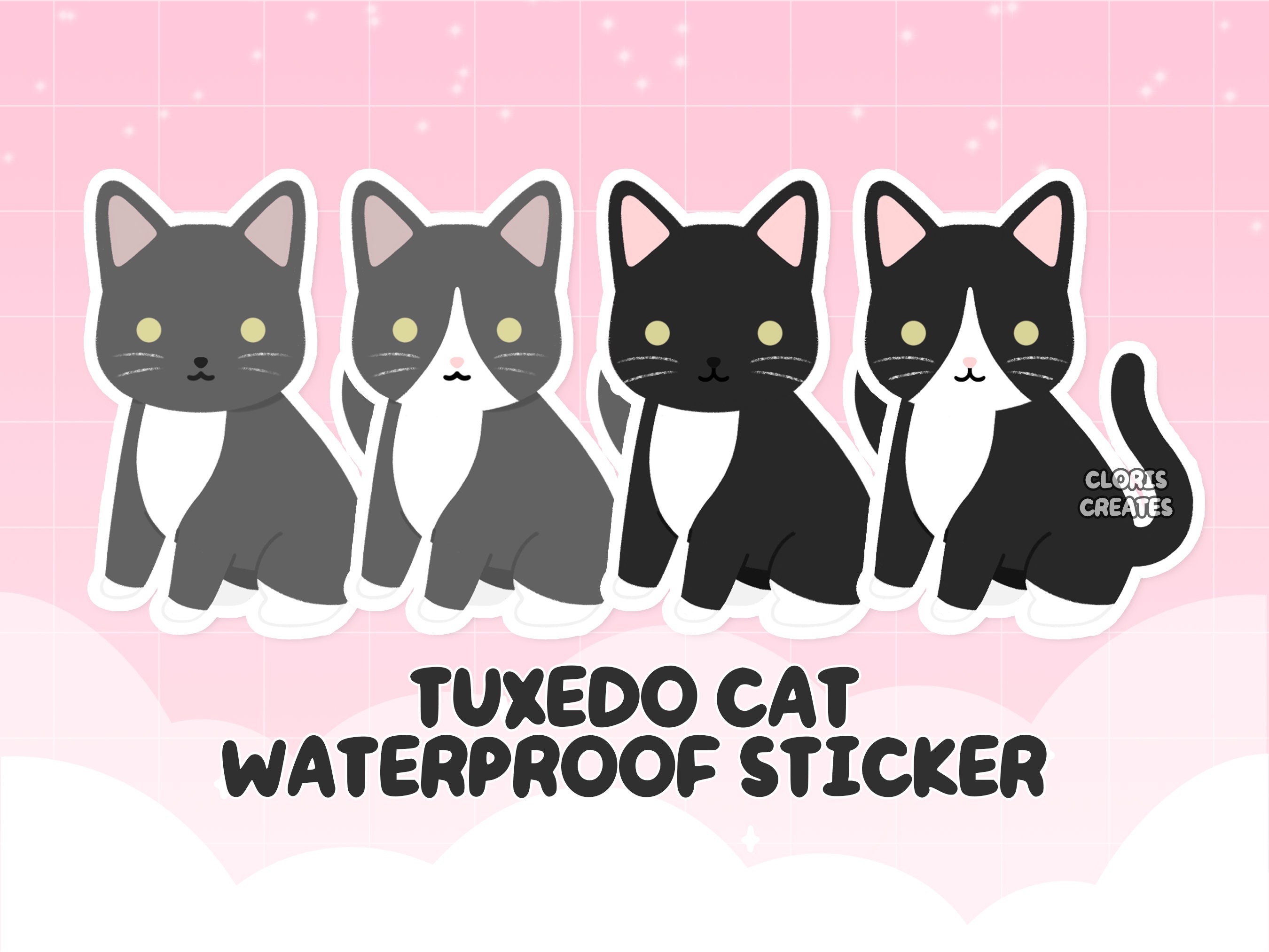 Watercolor Cat Sticker Striped Feline Laptop Sticker Kitty Sticker Pack ...