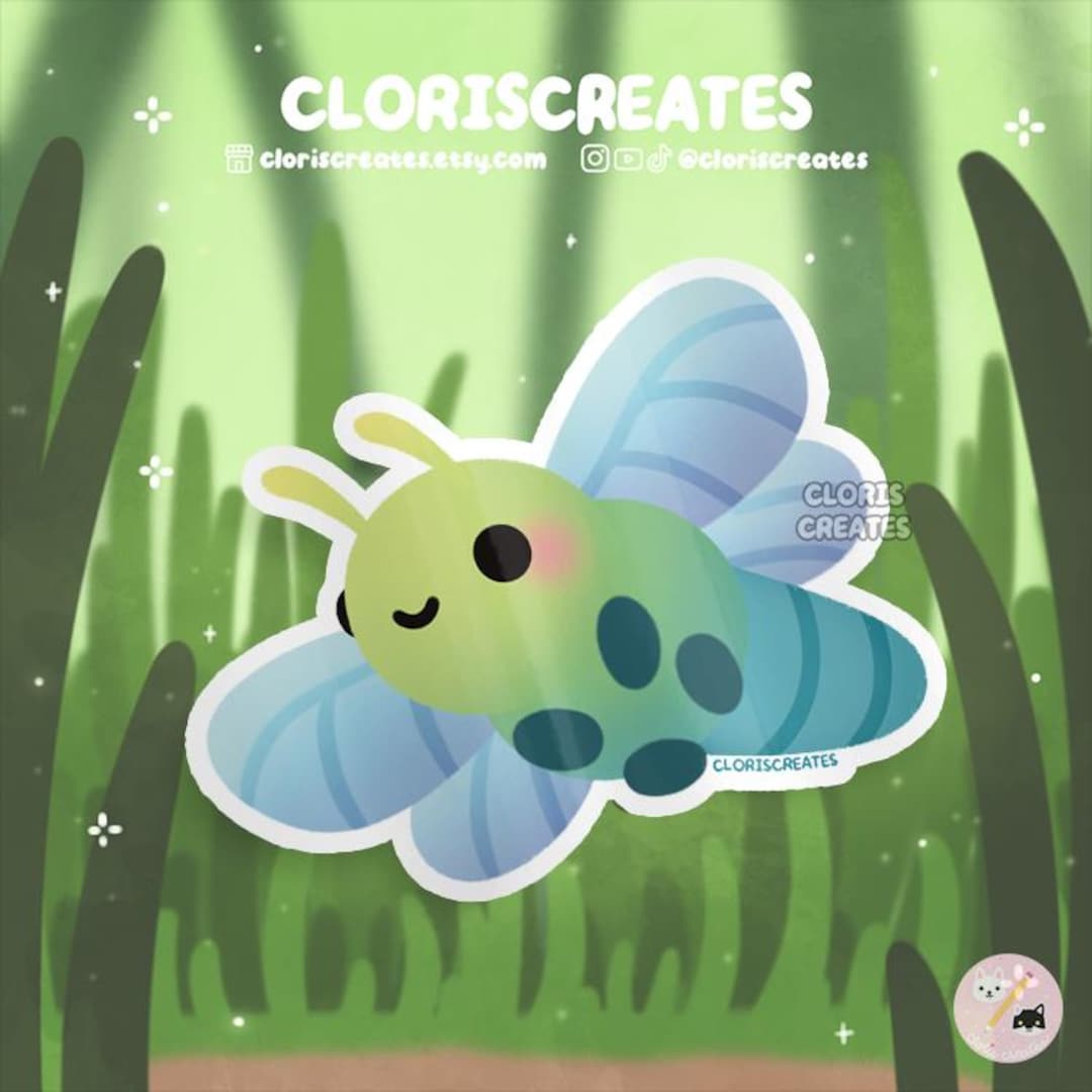 Blue Dragonfly Waterproof Die Cut Sticker | Kawaii Chibi Insect Laptop ...
