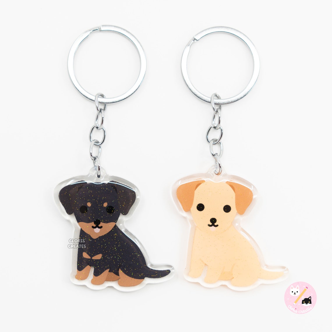 Black & Tan Chiweenie Acrylic Mixed Dog Keychain | Cartoon Kawaii Art ...